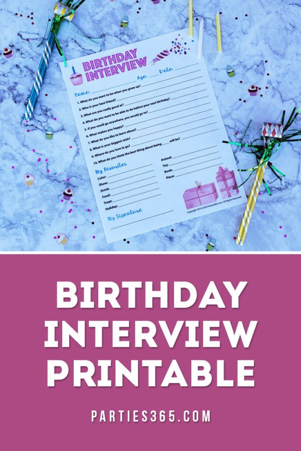 BirthdayInterviewPrintable_PinterestE - Parties365 | Party Ideas, Party ...